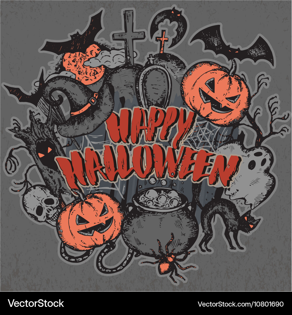 Spooky Halloween Sketch Royalty Free Vector Image
