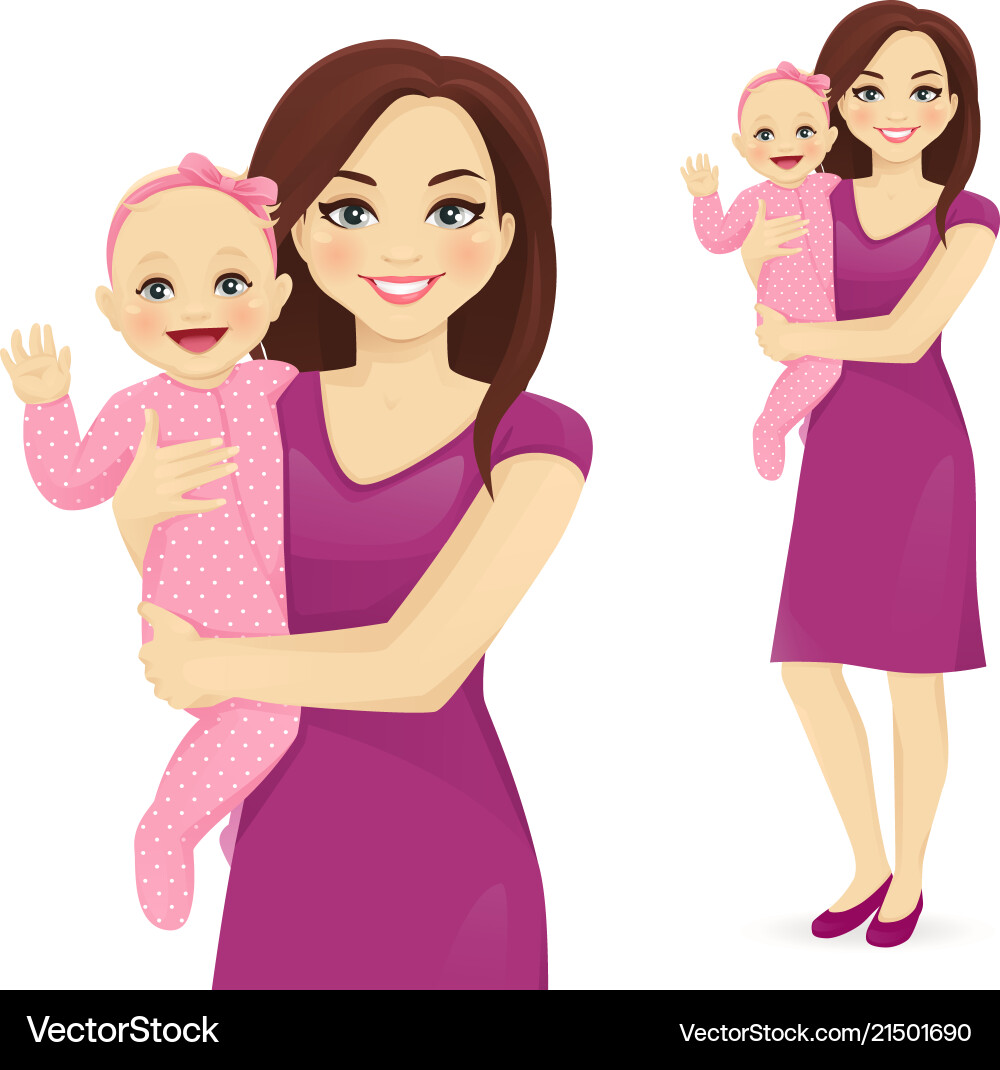 Young mother with baby Royalty Free Vector Image