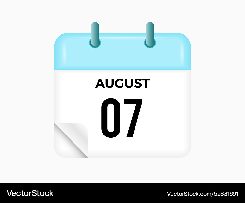 August 7 - calendar and time planner daily Vector Image