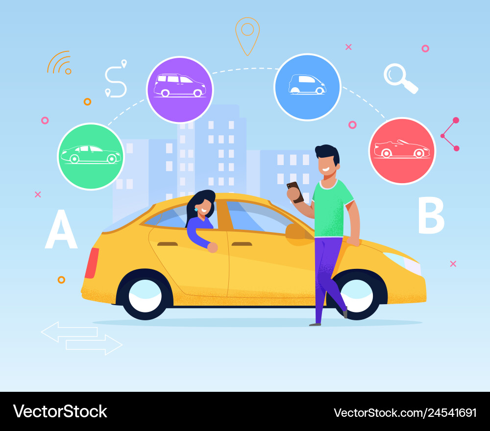 Carsharing mit Infografik Lizenzfreies Vektorbild
