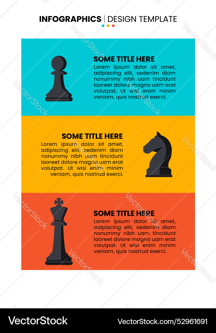Infographic template chess with 3 banners Vector Image