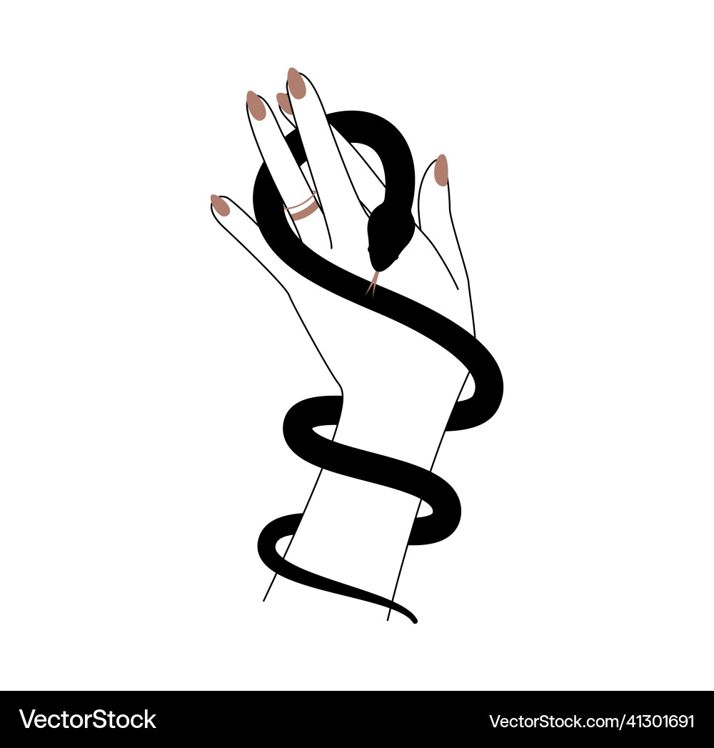 Magic hand and celestial snake spiritual elegant Vector Image