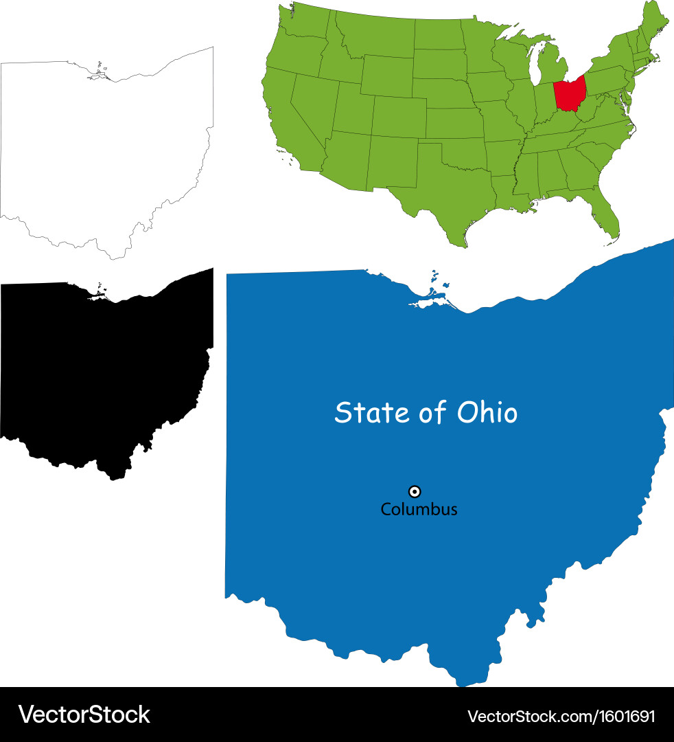 Ohio map Royalty Free Vector Image - VectorStock
