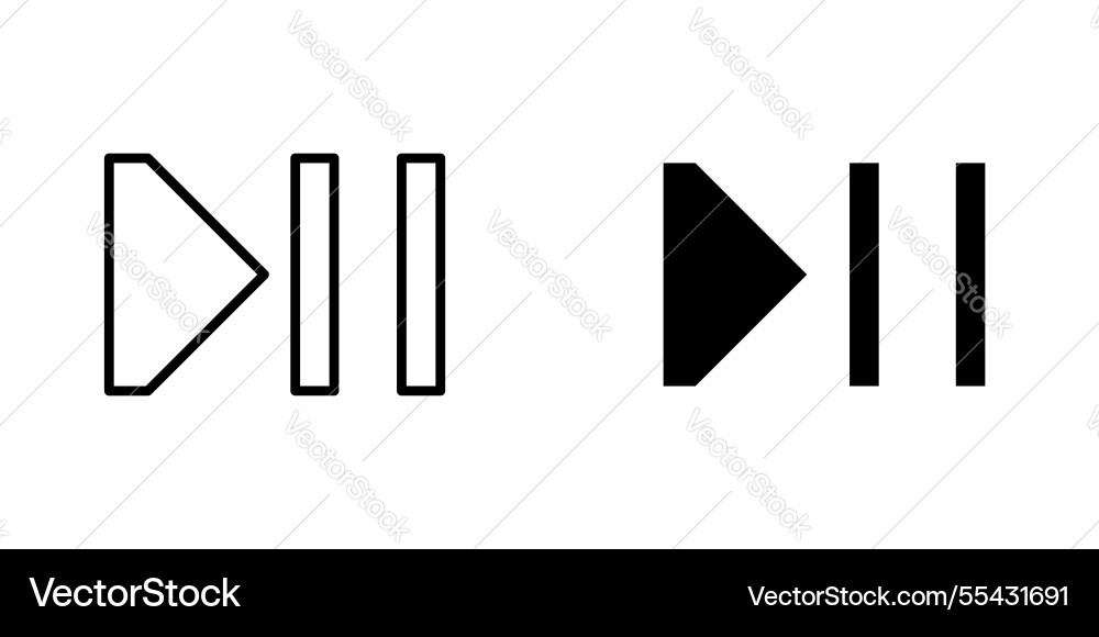 Play pause icons set in filled and strokes Vector Image