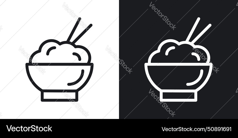 Rice bowl icon set chinese cooked Royalty Free Vector Image