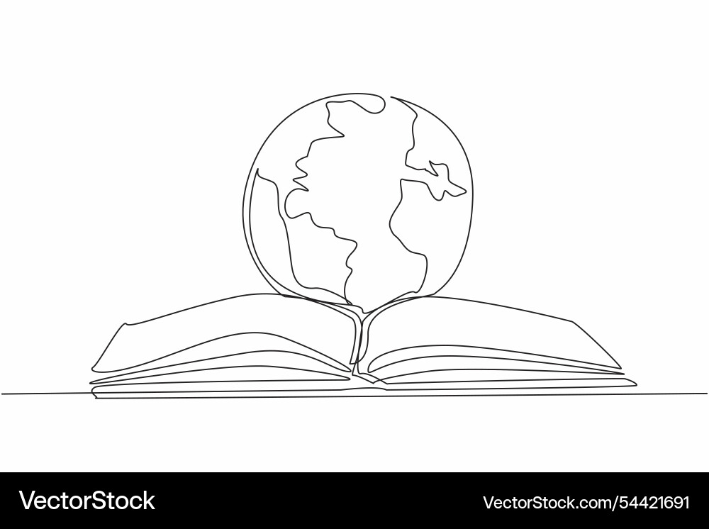 Single one line drawing globe in the middle Vector Image