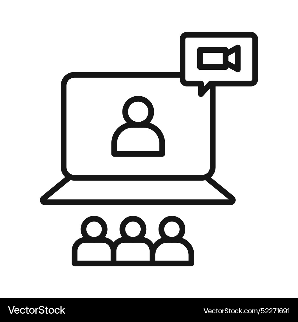 Video chat conference icon black line art logo Vector Image