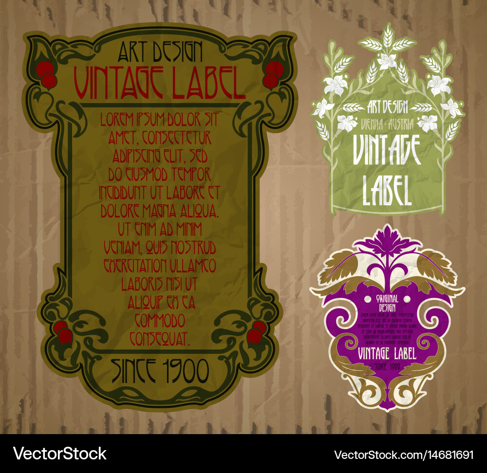 Vintage items - label art nouveau Royalty Free Vector Image