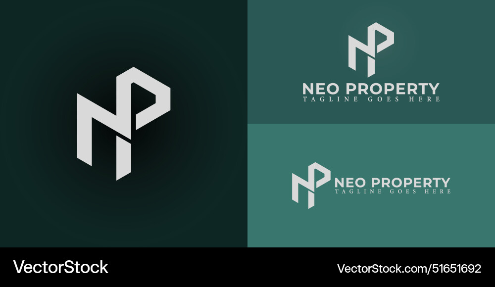 Abstract initial letters np or pn logo in white Vector Image