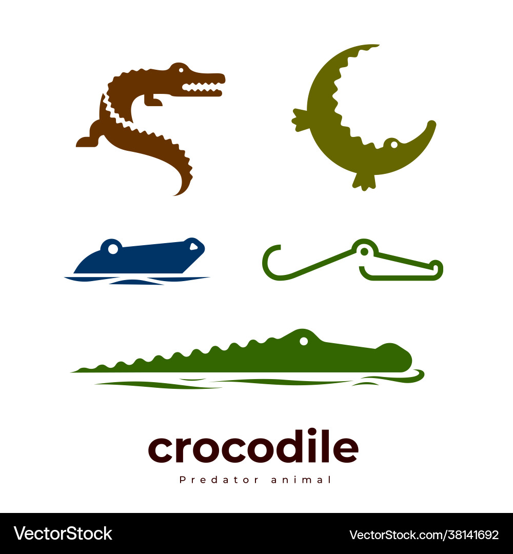 Crocodile reptile logo set Royalty Free Vector Image