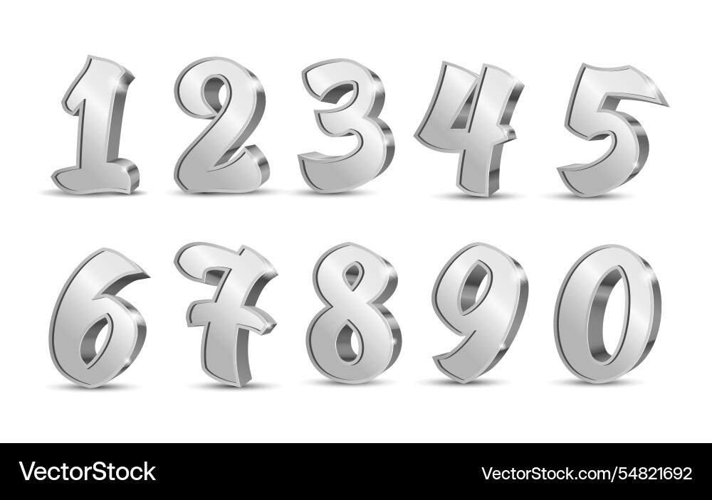 Gold 3d numbers Royalty Free Vector Image - VectorStock