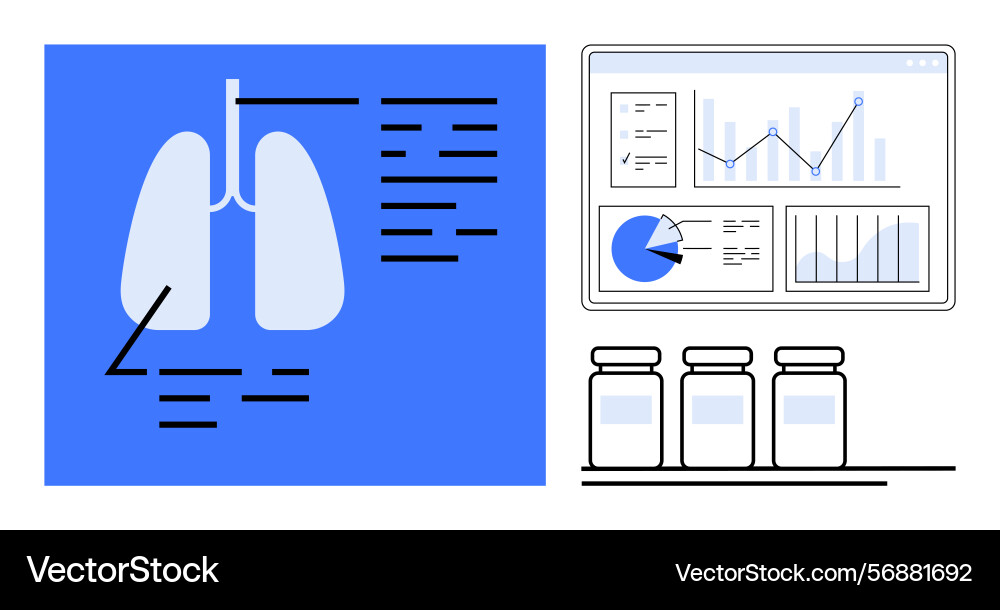 Medical research data with lungs Royalty Free Vector Image