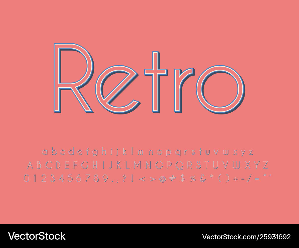 Retro font and alphabet stock Royalty Free Vector Image