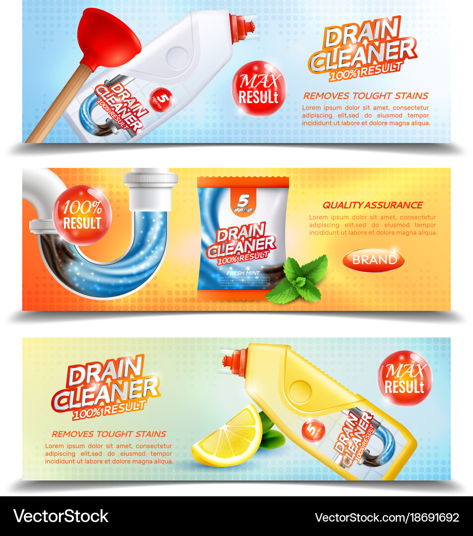 Sanitary cleaner horizontal banners Royalty Free Vector