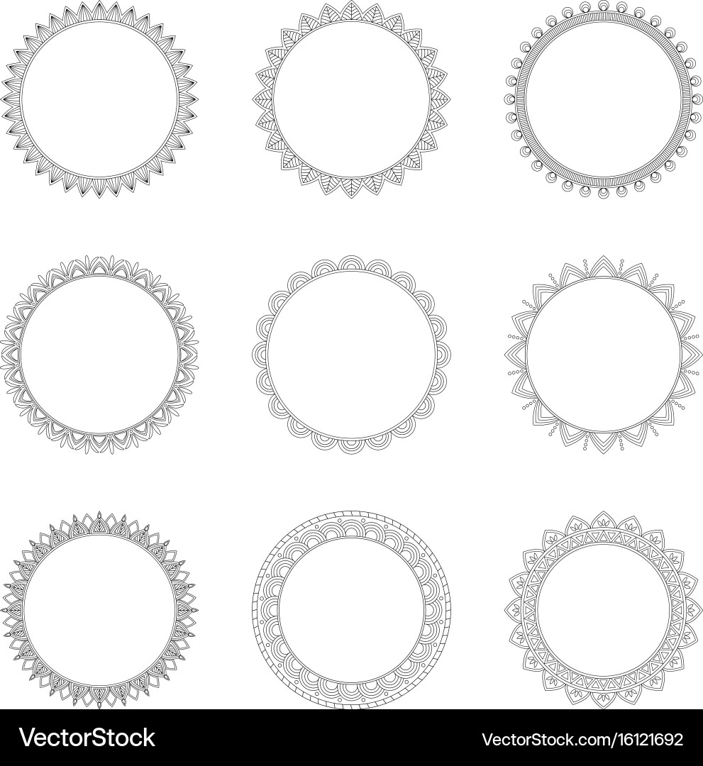 Set of round decorative frames Royalty Free Vector Image