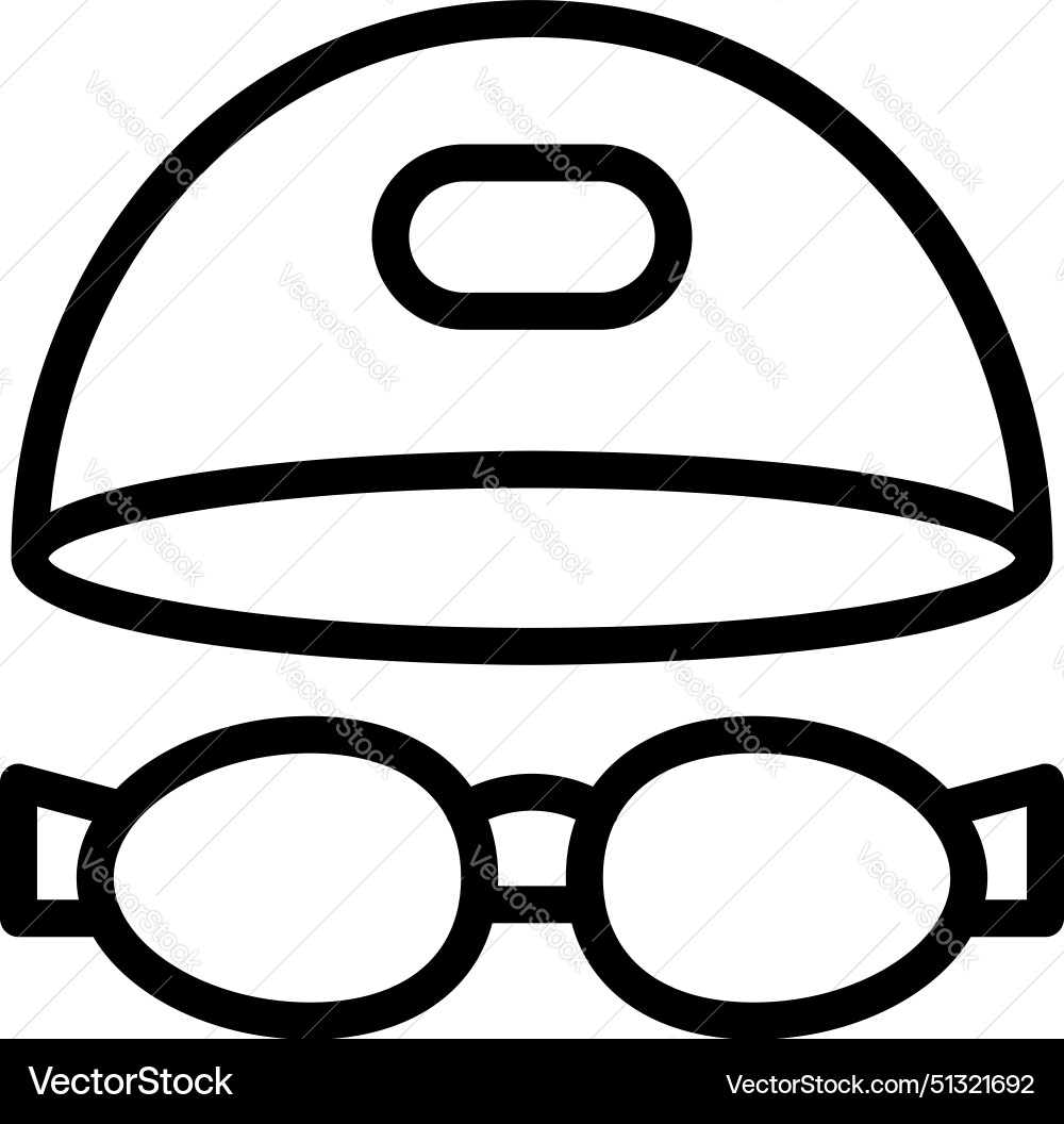 Swimming cap and goggles line art Royalty Free Vector Image