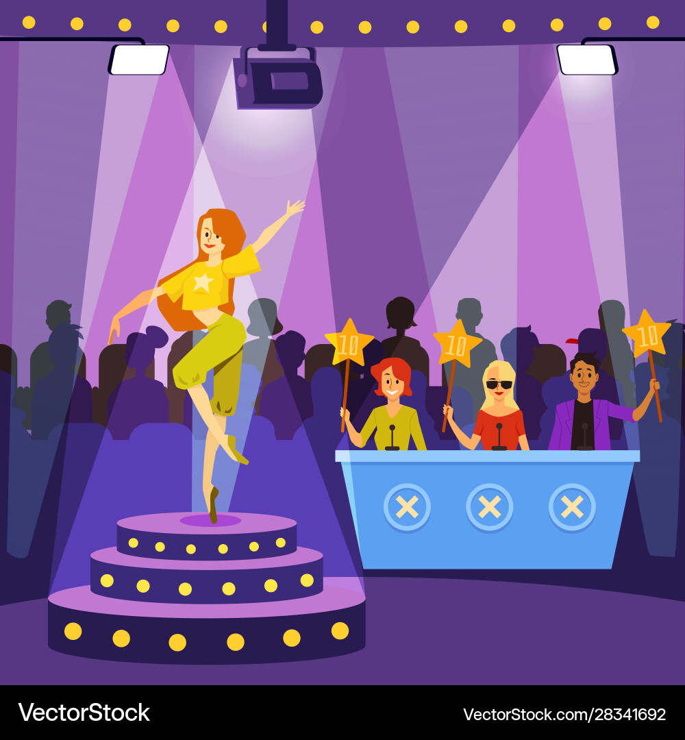 Talent show performance scene with cartoon Vector Image