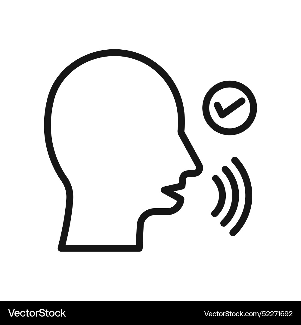 Voice recognition icon black line art logo Vector Image