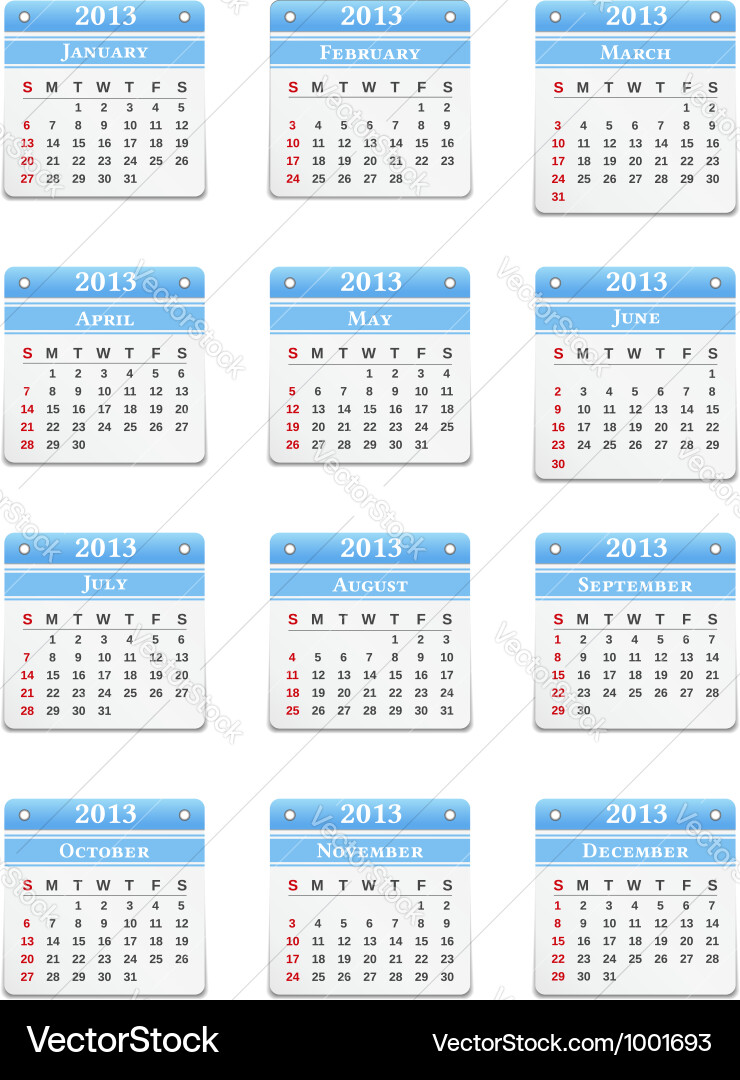 2013 calendar Royalty Free Vector Image - VectorStock