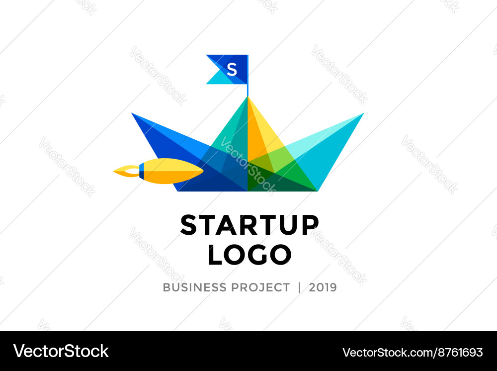 Design template colorful paper boat Royalty Free Vector