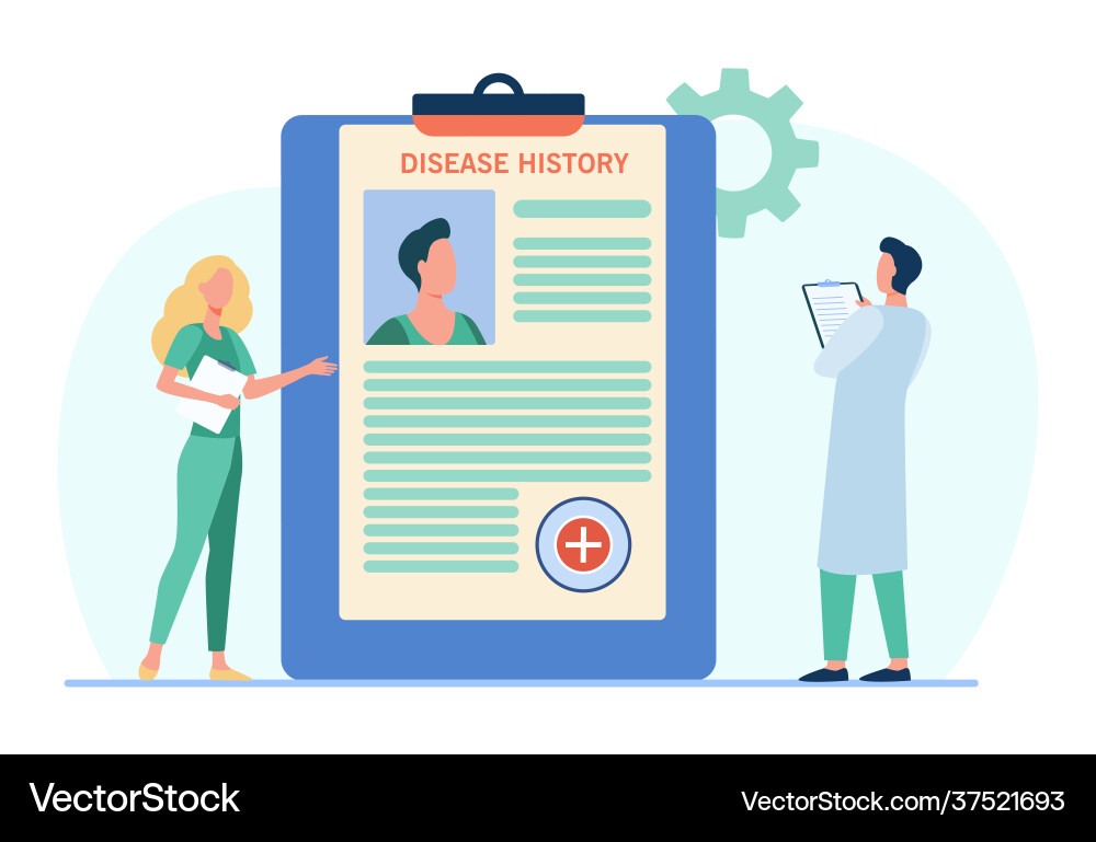 Doctors analyzing patients disease history Vector Image