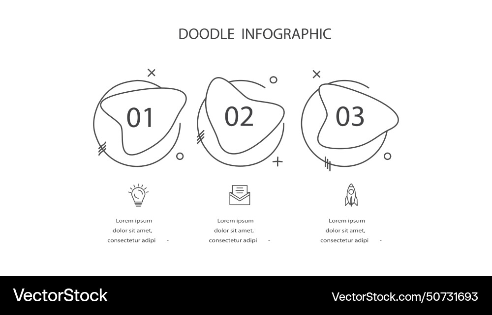 Doodle infographic elements with 3 options Vector Image