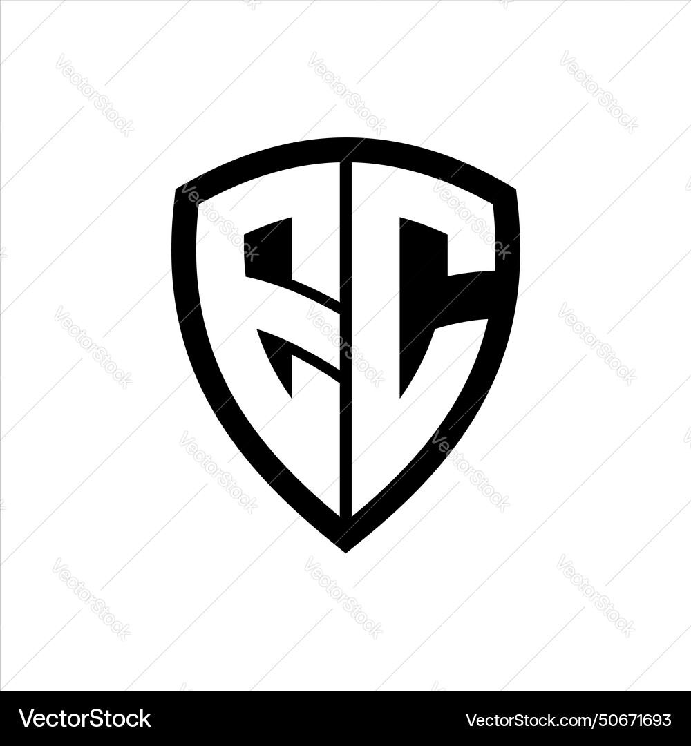 Ec monogram logo with bold letters shield shape Vector Image
