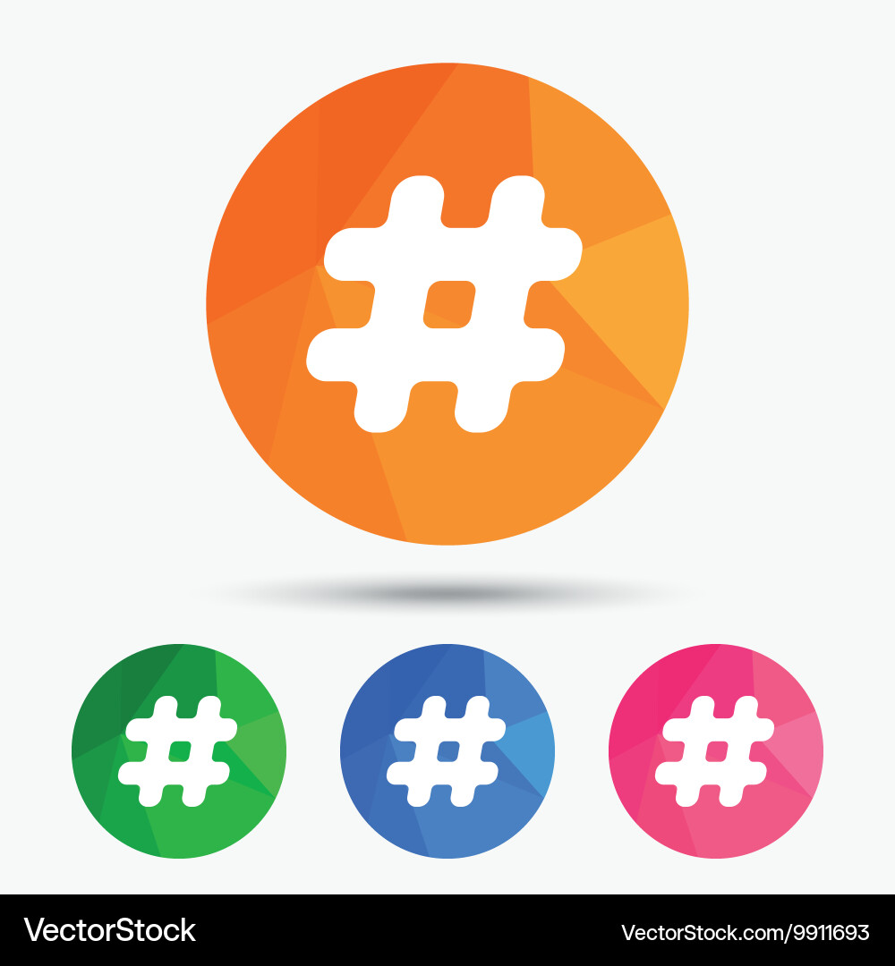Hashtag sign icon social media symbol Royalty Free Vector