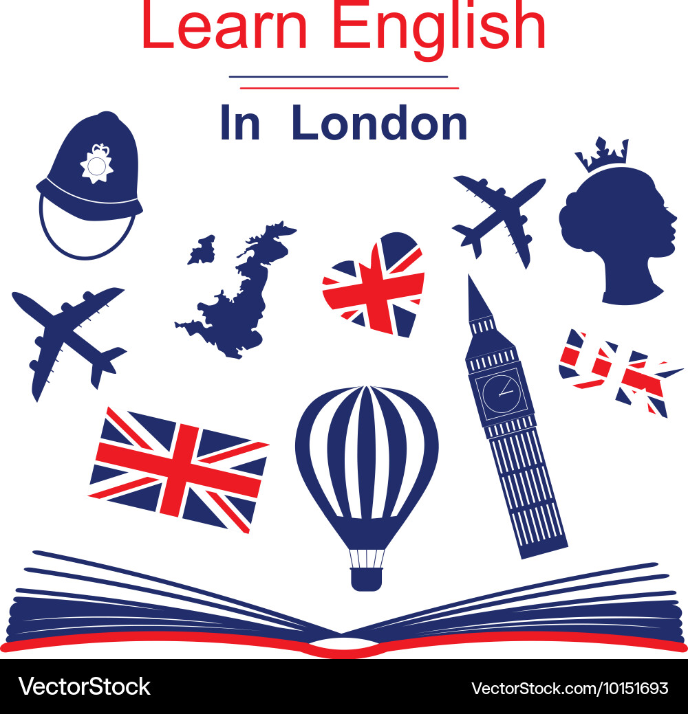 Learn english in london poster Royalty Free Vector Image