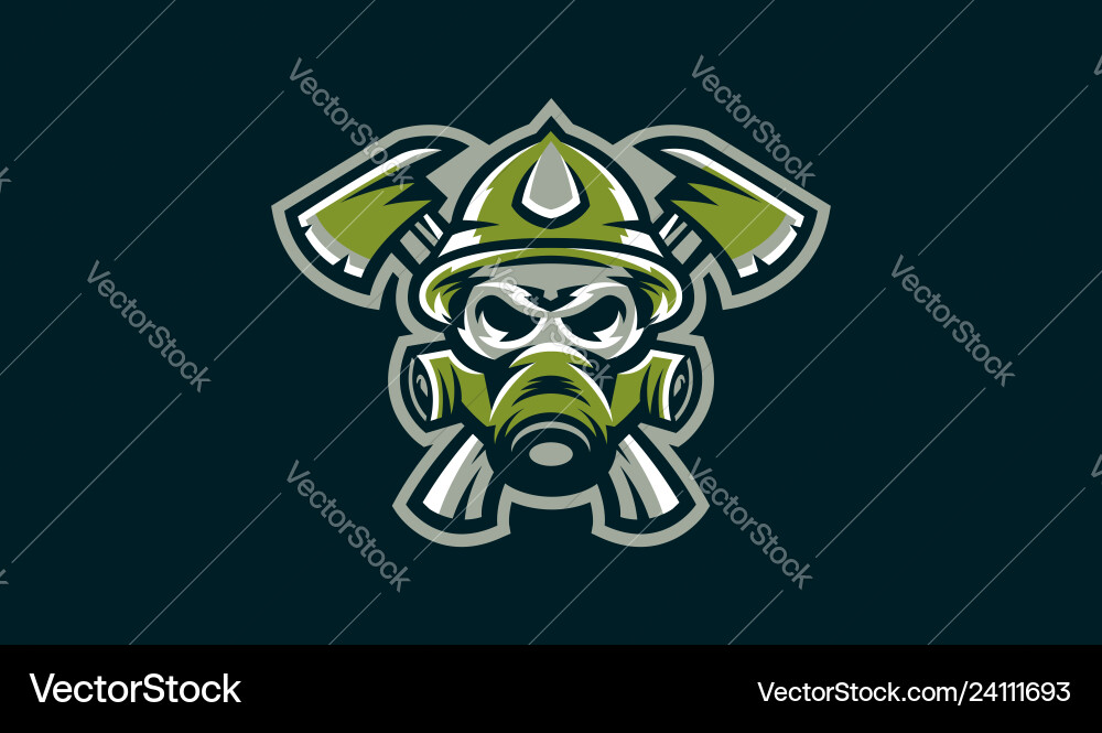 Logo skull and two ax military skeleton Royalty Free Vector