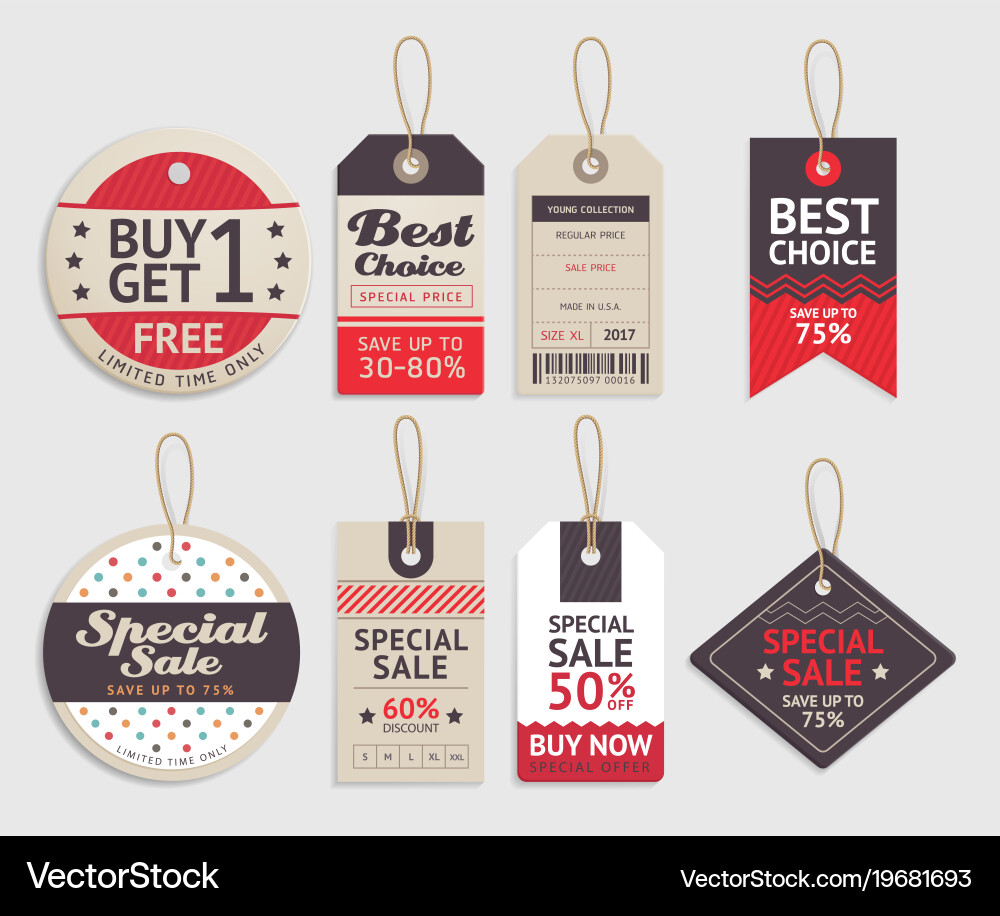 Price tags label design set Royalty Free Vector Image