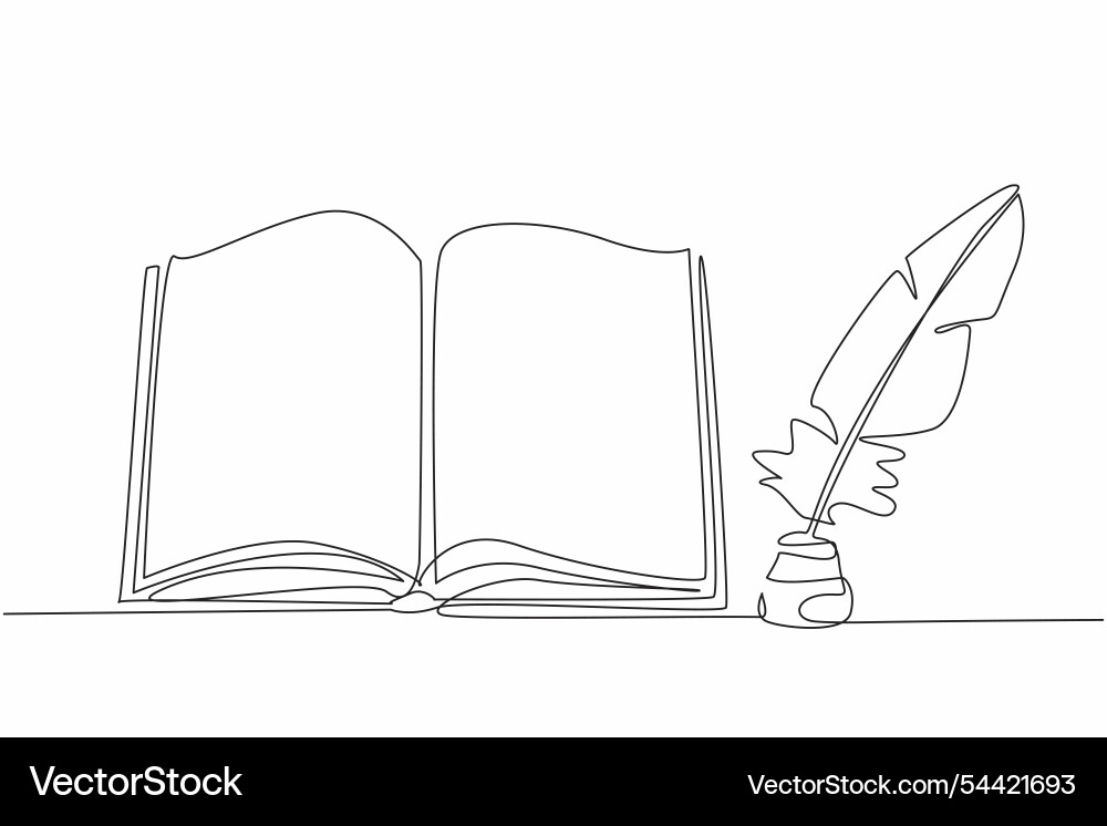 Single continuous line drawing open book Vector Image
