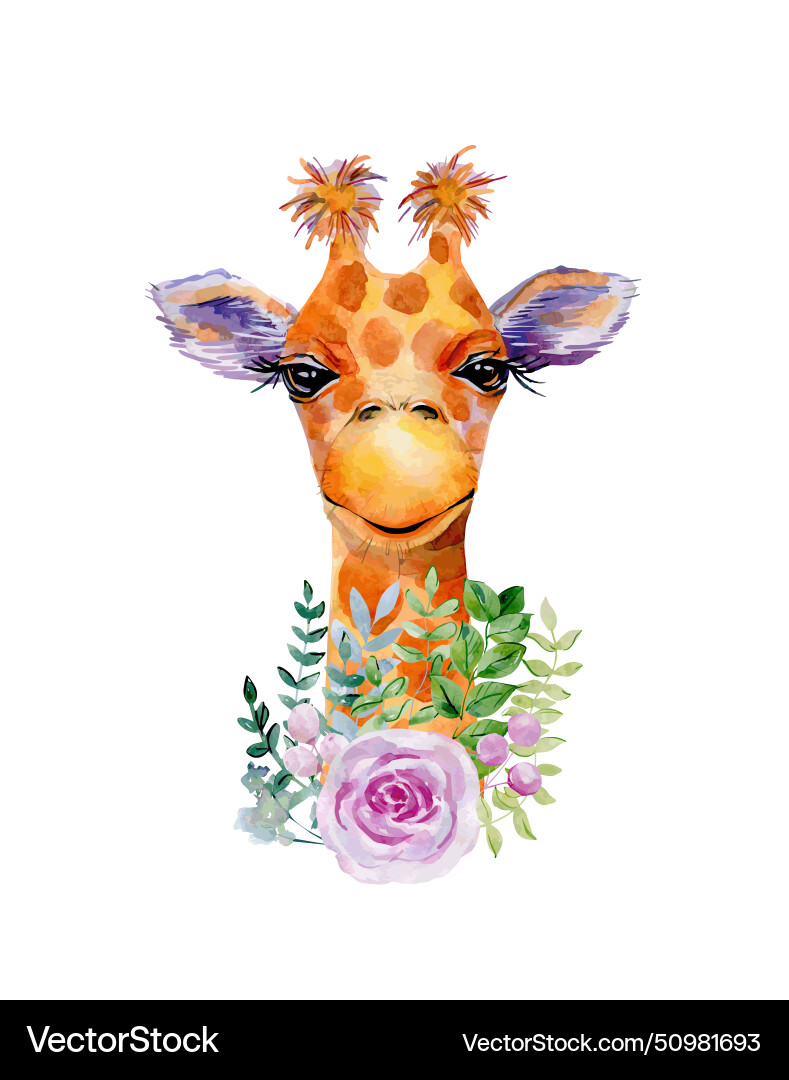 Watercolor giraffe portrait Royalty Free Vector Image