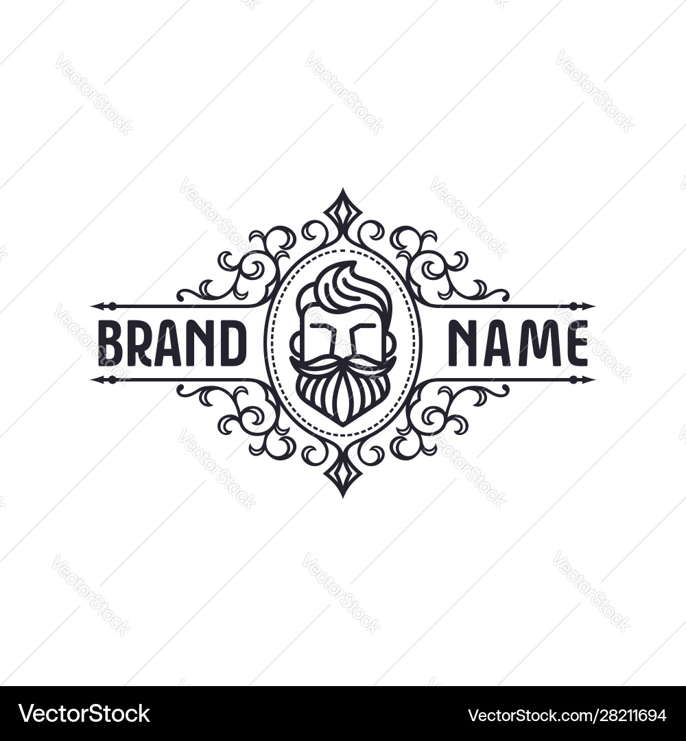Beard logo design template Royalty Free Vector Image