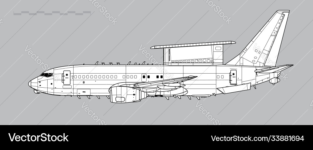 Boeing 737 aewc e-7a wedgetail Royalty Free Vector Image