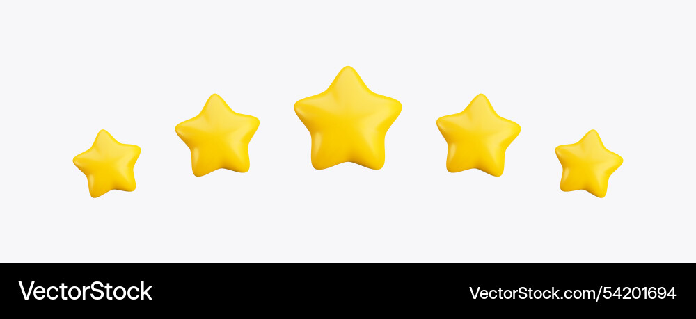 Cartoon 3d five gold stars realistic render Vector Image