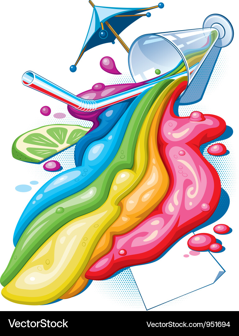 Colorful Rainbow Cocktail Splash Royalty Free Vector Image