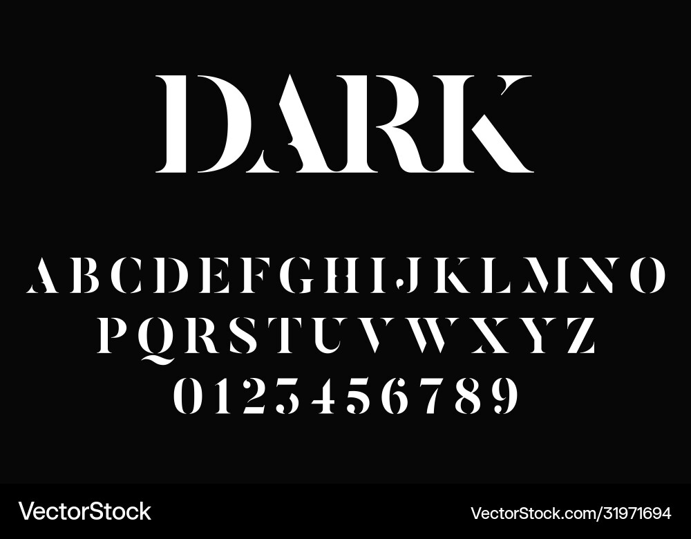 Elegant modern stencil font with serifs Royalty Free Vector