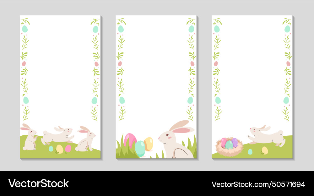 Happy easter frame for social media long greeting Vector Image