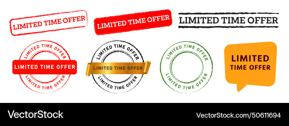 Limited time offer rectangle and circle stamp Vector Image