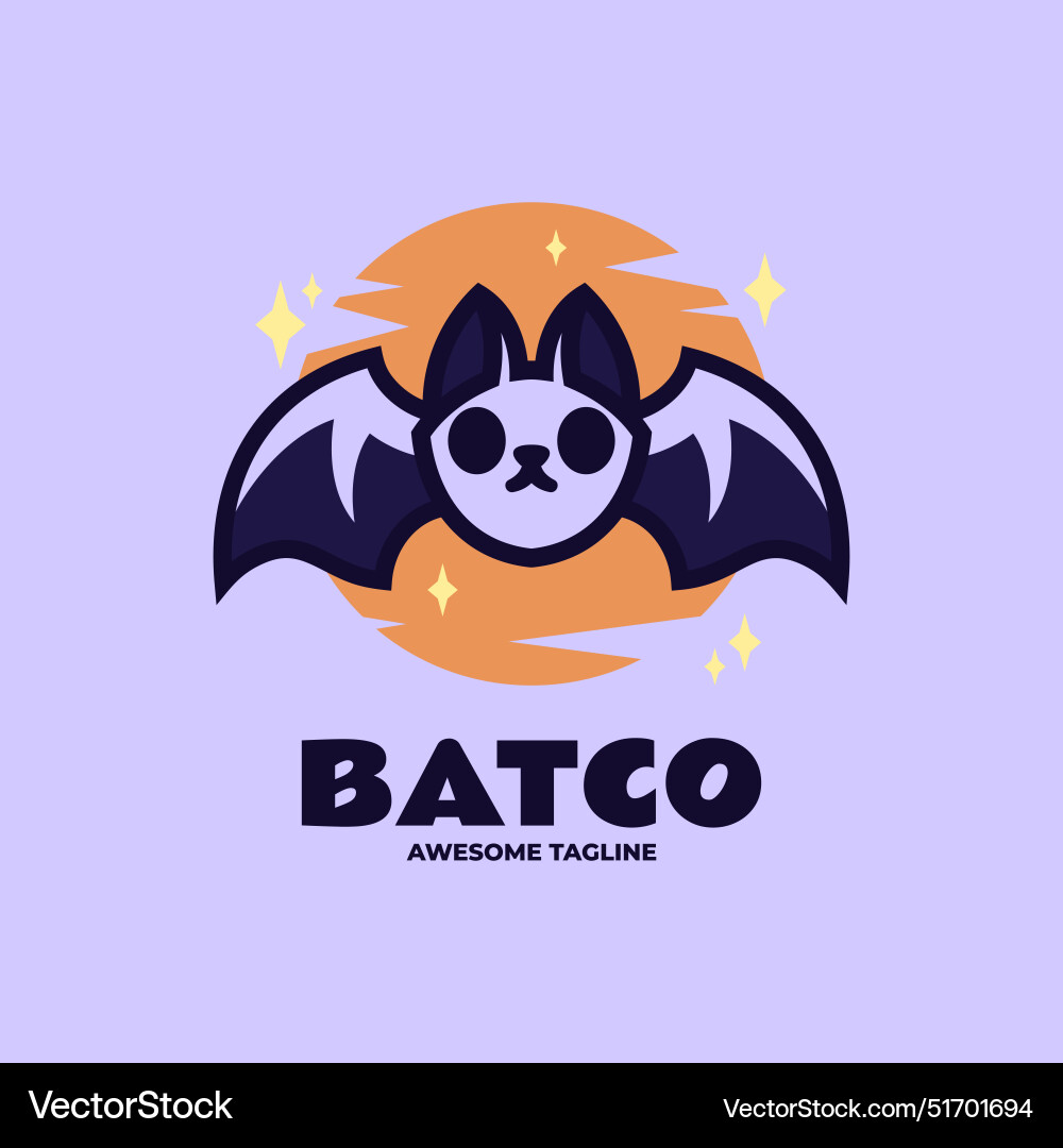 Logo bat simple mascot style Royalty Free Vector Image