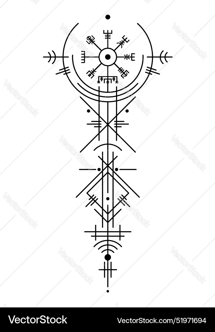 Magic ancient viking art deco vegvisir sign Vector Image