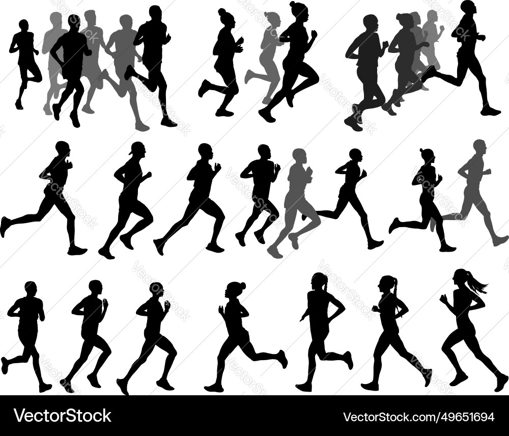 Runners silhouettes collection Royalty Free Vector Image