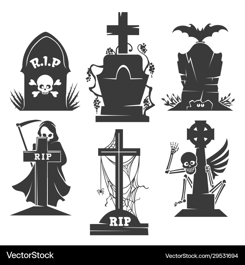 Spooky Graveyard Icons Royalty Free Vector Image