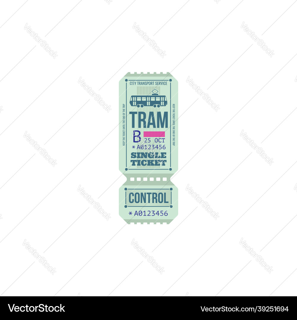 Transport services card isolated tram ticket pass Vector Image