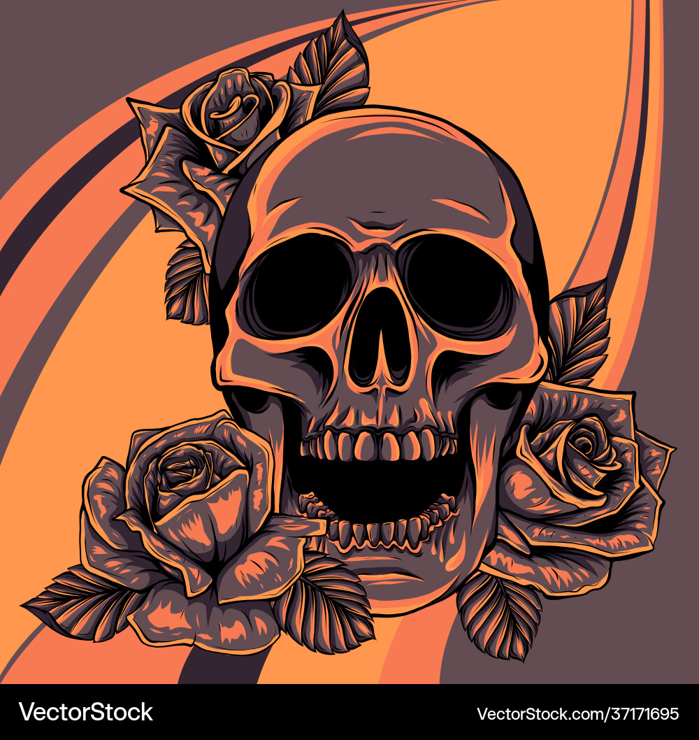 A human skulls with roses Royalty Free Vector Image