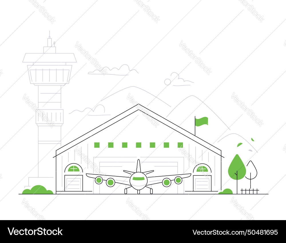 Aircraft hangar - modern line design style Vector Image