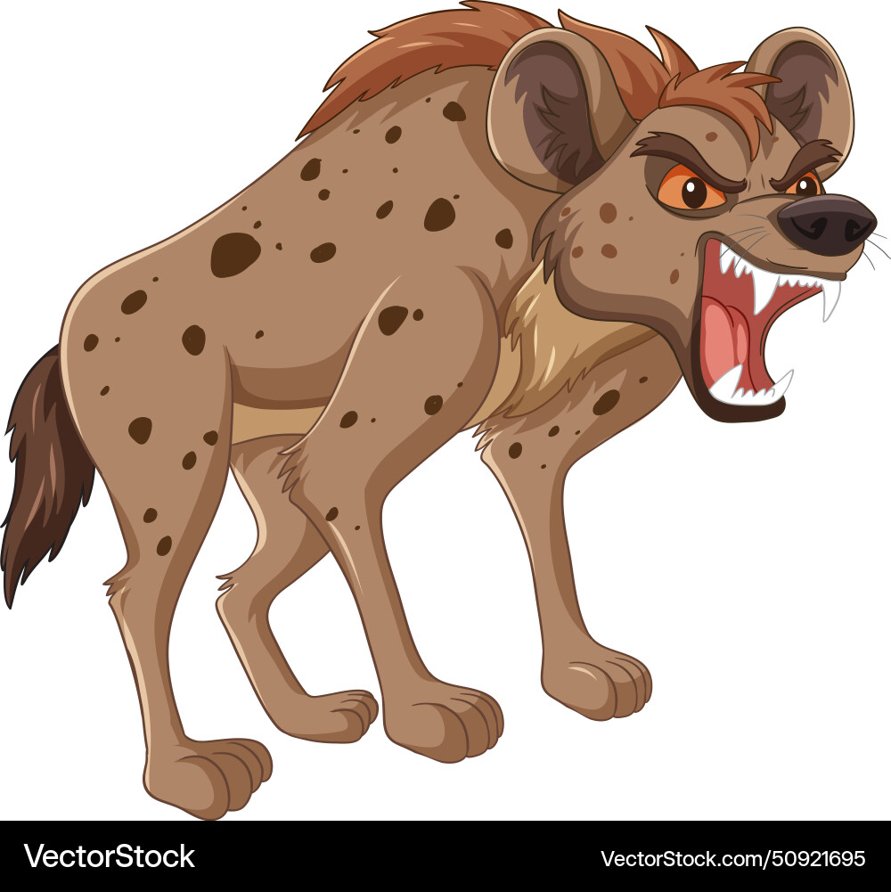 Cartoon hyena snarling with aggressive stance Vector Image