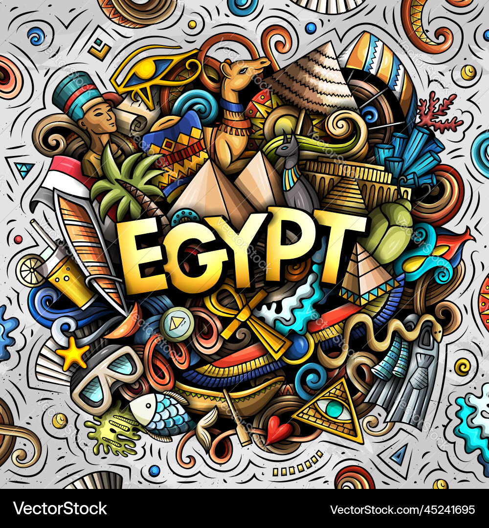 Egypt cartoon doodle funny design Royalty Free Vector Image