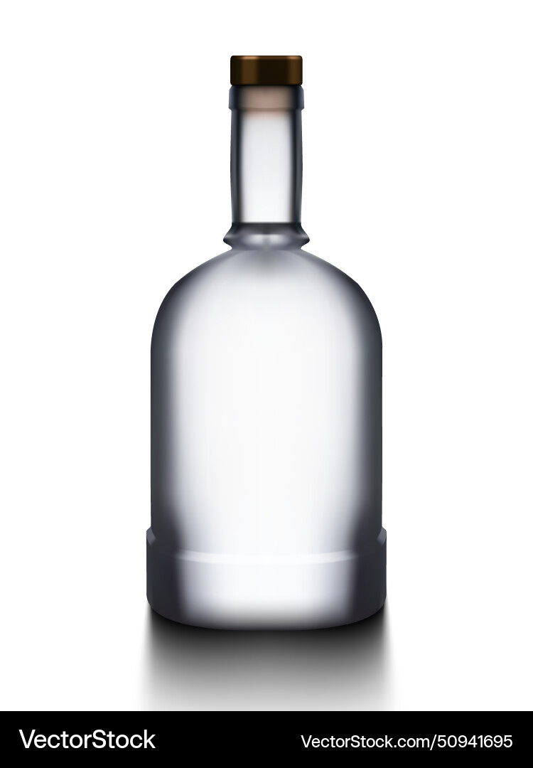 Empty clear liquor bottle isolated on white back Vector Image